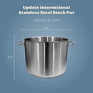 Update International 16 Qt Stainless Steel Stock Pot w/Cover, silver, SPS-16
