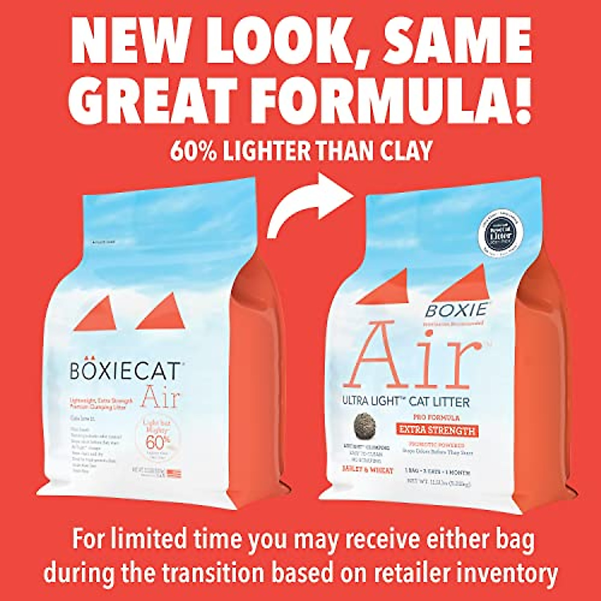 Boxiecat Air Lightweight Premium Clumping Cat Litter -Extra Strength- Scent Free- 11.5 lb- Plant-Based Formula- Stays Ultra Clean, Probiotic Powered Odor Control, 99.9% Dust Free