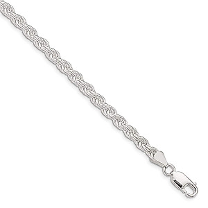 925 Sterling Silver 4.5mm Solid Rope Chain Necklace - with Secure Lobster Lock Clasp 20"