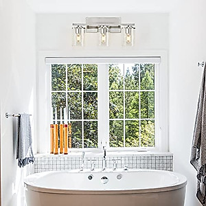 SADENICEL Brushed Nickel Bathroom Vanity Light, 3-Light Metal Wall Sconce Fixtures for Bathroom Lighting (Brushed Nickel, 3 Light)