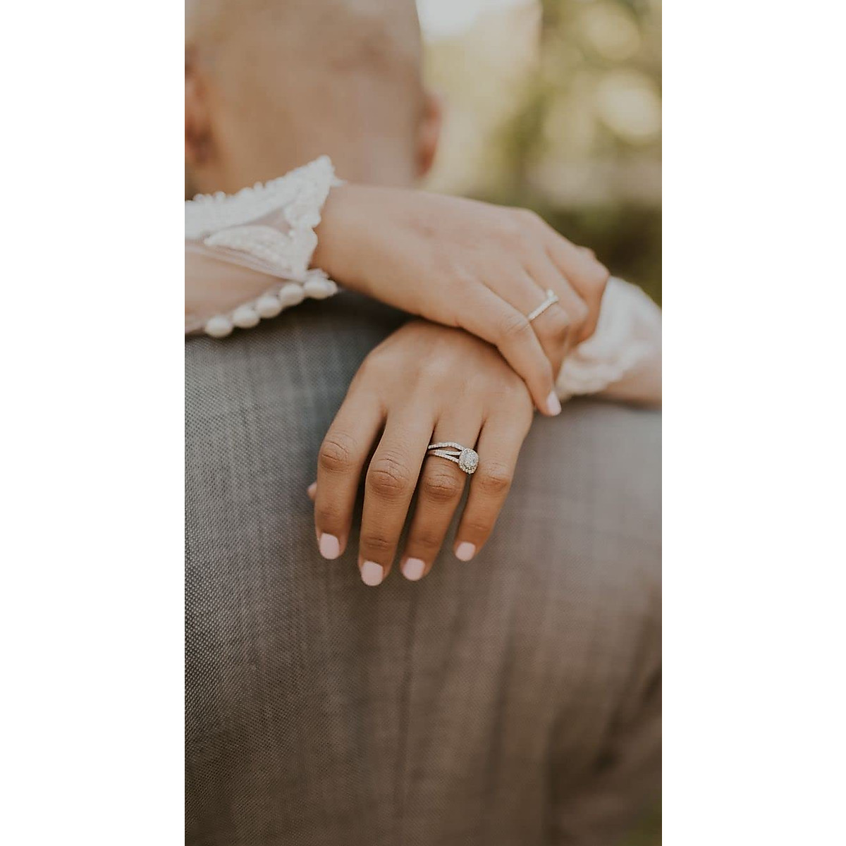 ZLAEBL Bridal Set 2 CT tw Round Moissanite Engagement Ring and Wedding Band Sets for Women 925 Sterling Silver Name Custom Ring Gift