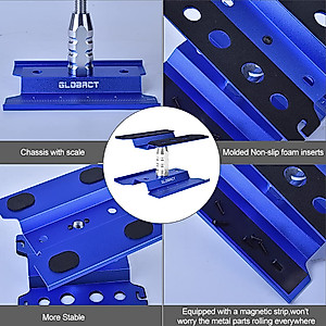 Globact Aluminum Alloy RC Car Repair Work Stand Hobby Tool Set 360 Degree Rotation Lift Or Lower and 270PCS RC Screws Kit Repair Tool Box for 1/8 1/10 1/12 1/16 1/18 RC Car Truck Buggy(Blue)