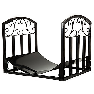 Pure Garden 50-126 Log Storage Rack-Metal Firewood Holder, Black