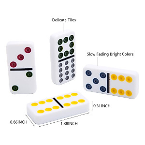 Demteric Mexican Train Dominoes Set Double 12 Dominos Travel Set Family Board Games Set 91 Colored Dot Tiles with Portable Anti-Collision Case