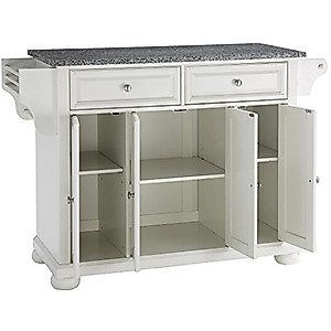 Crosley Furniture Alexandria Kitchen Island with Solid Grey Granite Top - White