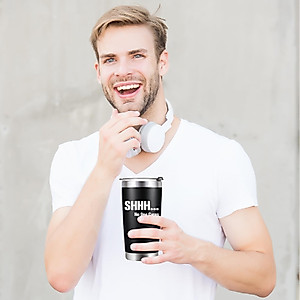 KOOLDRINK Shhh No One Cares Tumbler -Sarcastic Funny Saying Gifts for Women Men-Christmas Birthday Gifts for Dad,Best Friends,Coworkers-Stainless Steel Insulated Coffee Mug Black 20oz