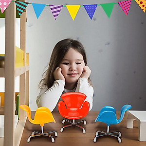 12 Pieces 1:6 Scale Dollhouse Miniature Plastic Chair Colorful Miniature Chair Dollhouse Furniture DIY Mini Armchair Backrest Swivel Egg Chairs for Dolls Dollhouse Accessories Decoration, 6 Colors