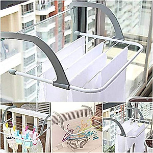 ZyHMW Clothes Airer Portable Folding Drying Rack Outdoor Bathroom Clothes Hanger Balcony Laundry Dryer Airer Shoe Towel Pole Drying Wall Holder，Folding Airer (Color : Dark Gray) (Color : Dark Gray)