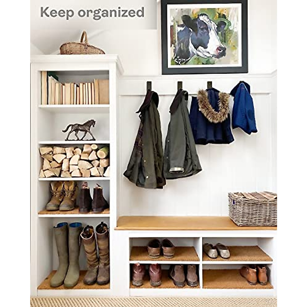 Piffny 6 Pack Heavy Duty Coated Stainless Steel Hooks for Indoor & Outdoor Use (Black)