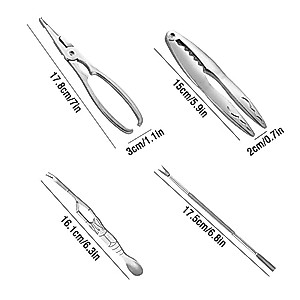 FEIYIYANG Seafood Tools 9-Piece Stainless Steel Seafood Tool Set Professional Tool for Eating All Kinds of Seafood Crab Lobster Crackers and Picks Tools Crab Crackers