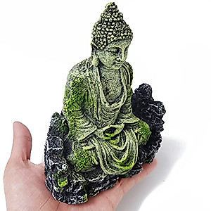 GXXMEI Aquarium Buddha Statue Decorations Ancient Buddha Statue Decor Underwater Landscape Hideaway Fish Tank Scenery for Betta, Small Lizards, Turtles, Reptiles, Amphibians