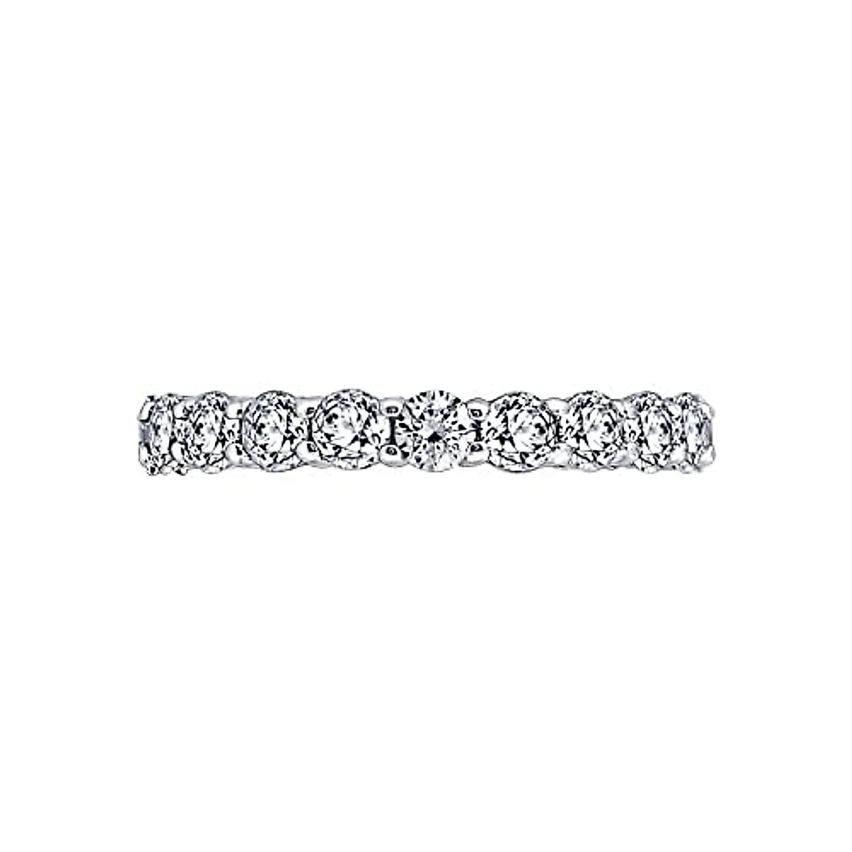 Amazon Essentials Platinum-Plated Sterling Silver All-Around Band Ring set with Round Infinite Elements Cubic Zirconia (2 cttw), Size 7 (previously Amazon Collection)
