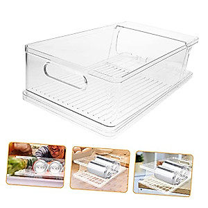 Cabilock Rolling Beverage Storage Box Water Bottle Dispenser Clear Container Clear Container with Lid Clear Soda Can Organizer Bottle Storage Holder Rack Stackable Can Rack Organizer Drinks