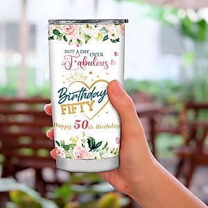 LJWJWLJW 50th Birthday Gifts for Women Cups - Best 50th Birthday Gift Ideas Cups - Happy 50 Year Old Birthday Gift Cups -1973 Birthday Gifts - 50th Birthday Decorations for Her-20 OZ Cups