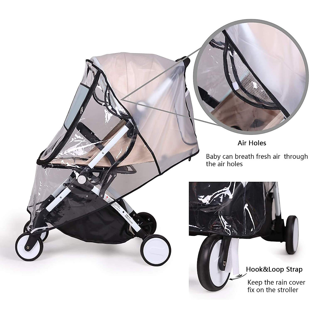 iCookii Stroller Rain Cover for Uppababy, Raincover for Bugaboo, Raincover for Baby Jogger, Pushchair Pram Waterproof Dustproof Rain Cover for Baby Stroller Baby Travel Weather Shield Accessory