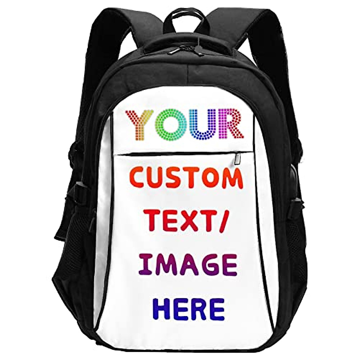 ADDUPICT Custom Travel Laptop Backpack Personalized for Men Women with Name Photo Customized Computer Bags with USB Port 18 x 13.4 x8.3 in