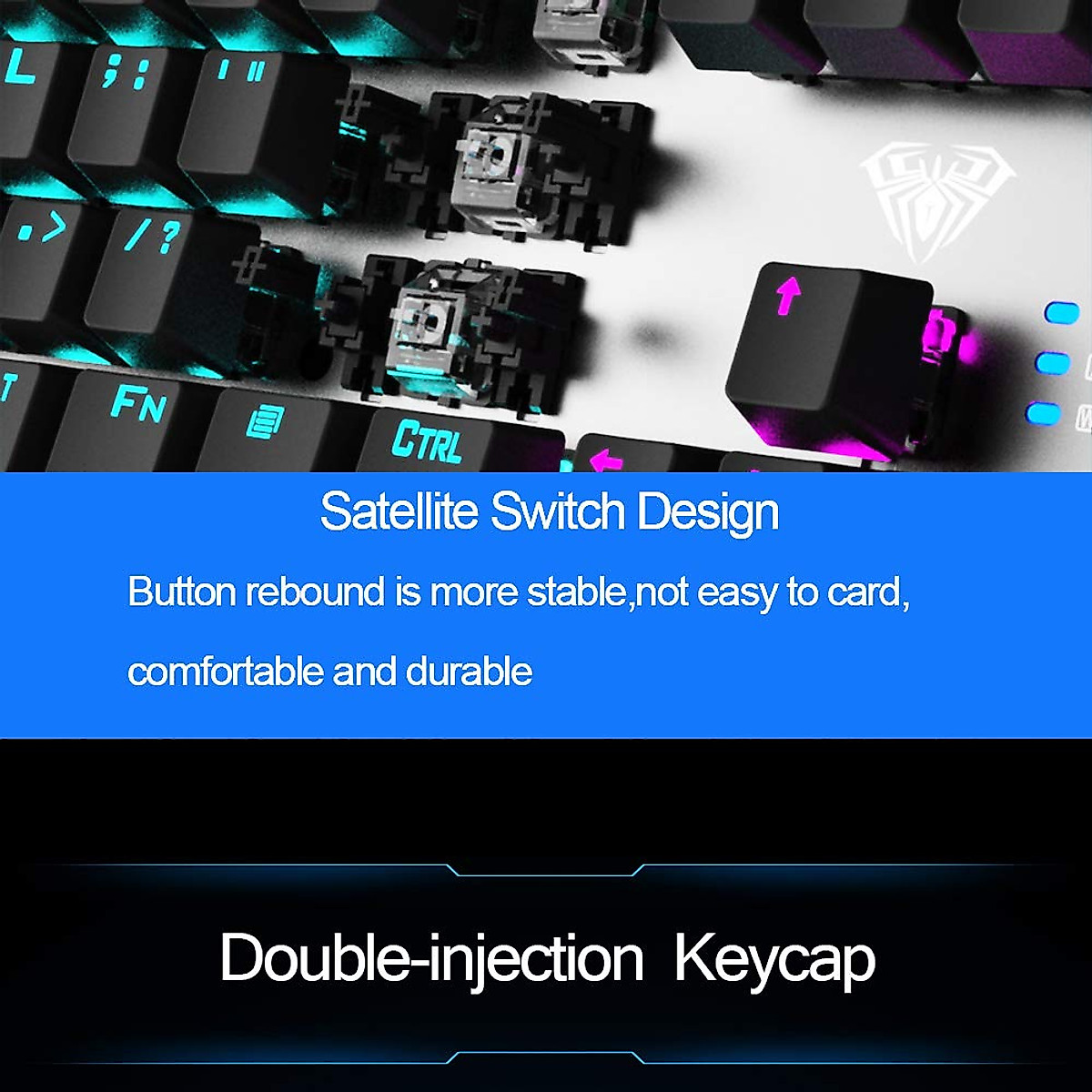 AULA F2088 Mechanical Gaming Keyboard, with Ergonomic Wrist Rest, Multimedia Control Knob, 22 Backlight Modes, Full Size USB Wired Computer Keyboards for Mac Laptop, Desktop (Black Switch)