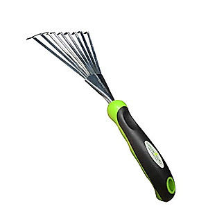 Garden Guru Stainless Steel Hand Rake Soil Tiller with Ergonomic Handle, Great for Gardening, Cultivating, Loosening Soil & Spreading Mulch