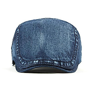 2 Pack Mens Denim Cotton Newsboy Cap Ivy Gatsby Driving Hunting Cabbie Hats (2 Pack-C)