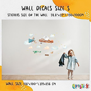 Lipastick Large Airplane Wall Decals for Kids - Premium Kids Wall Stickers Aircrafts - Creative Nursery Wall Decal for children's room, bedrooms - Plane Baby Nursery Wall Decor - Large Vinyl Wall Decal S Size (S, 15082113)
