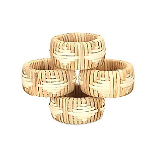 Napkin Ring Set of 4, Napkin Rings,Christmas Napkin Ring,Wedding Napkin Rings, Thanksgiving,Dining Napkin Rings with Plastic & Jute,Loving Napkin Ring- Natural White