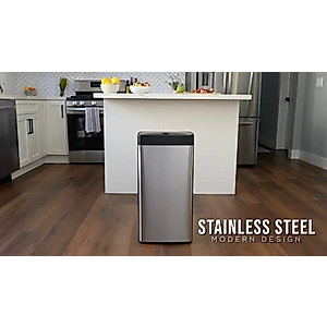 SIMPLI-MAGIC Sensor Trash Can Automatic Touchless Kitchen Garbage Bin, Stainless Steel, 13 Gallon
