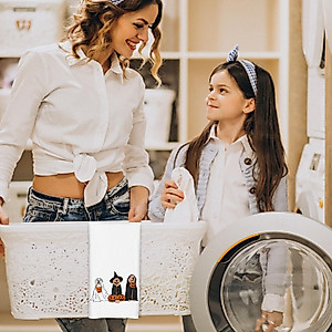 Jvpke Halloween Kitchen Towels, Halloween Ghost Dogs Pumpkin Decorative Hand Towels for Bathroom, Halloween Dish Towels Tea Towels, Halloween Kitchen Bathroom Decor, 16x24 Inches