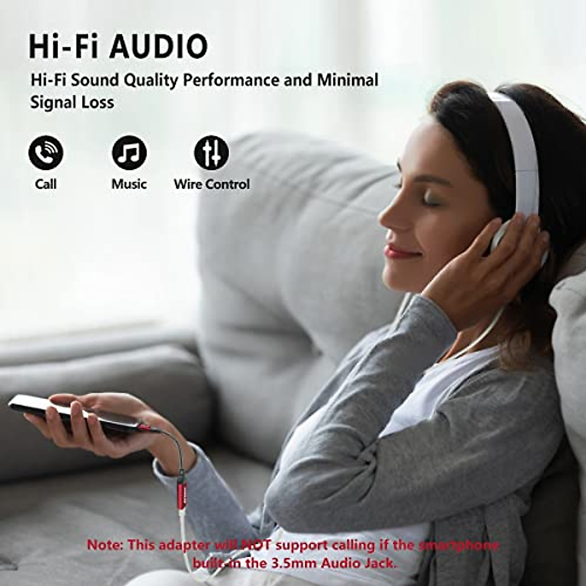 USB C to 3.5 mm Jack Adapter, 24bit Hi-Res Sound Type C to Audio Connector PD Fast Charging Compatible with Samsung Galaxy S22/S21/S20 Plus, Pixel 6/5/4/3/2, iPad Pro/iPad Air/iPad Mini, Red