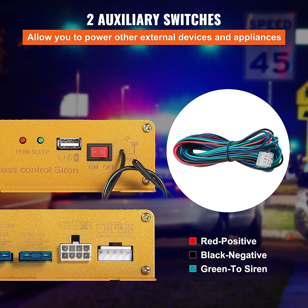 VEVOR Police Fire Emergency Warning Alarm, 400W 8 2 Horn, Black