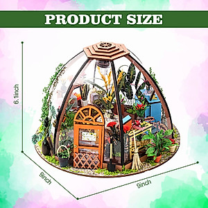 INSGEN DIY Miniature Dollhouse Greenhouse Building Room Kit, Wooden Diorama Book Nook House Kits Build Crafts for Adults, Miniature Street Tiny Library House Making Kit 1:24 Scale