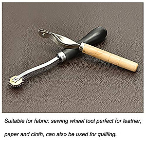 LUNARM 2 PCS Tracing Wheel - Professional Stitch Marking Spacer, 4mm and 2mm Leather Needle Point Tracing Wheel with Wooden Handle for Arts and Leather Crafts
