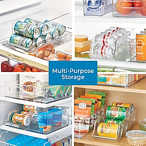 iDesign BPA-Free Plastic Water Bottle and Drink Holder Fridge Organizer Bin for Kitchen, Basement, Garage Fridge – 13.7" x 5.4" x 4.1", Clear Plastic