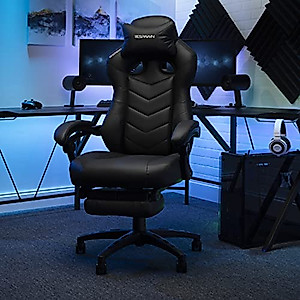 RESPAWN 110 Pro Gaming Chair - Gaming Chair with Footrest, Reclining Gaming Chair, Video Gaming Computer Desk Chair, Adjustable Desk Chair, Gaming Chairs For Adults With Headrest Pillow - Black