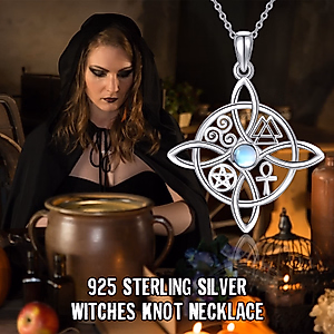 YAFEINI Witches Knot Necklace Sterling Silver Witches Knot Pendant Necklace Celtic Knot Witch Jewelry for Women