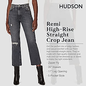 Hudson Jeans Women's Remi High Rise Straight Leg Cropped Jean, Two Hearts, 28