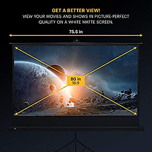 KODAK 80” Projection Movie Screen Premium Portable Lightweight White 16:9 HD 4K Projector Screen, Adjustable Tripod Stand & Storage Carry Bag | Easy Assembly for Home, Office, School & Church