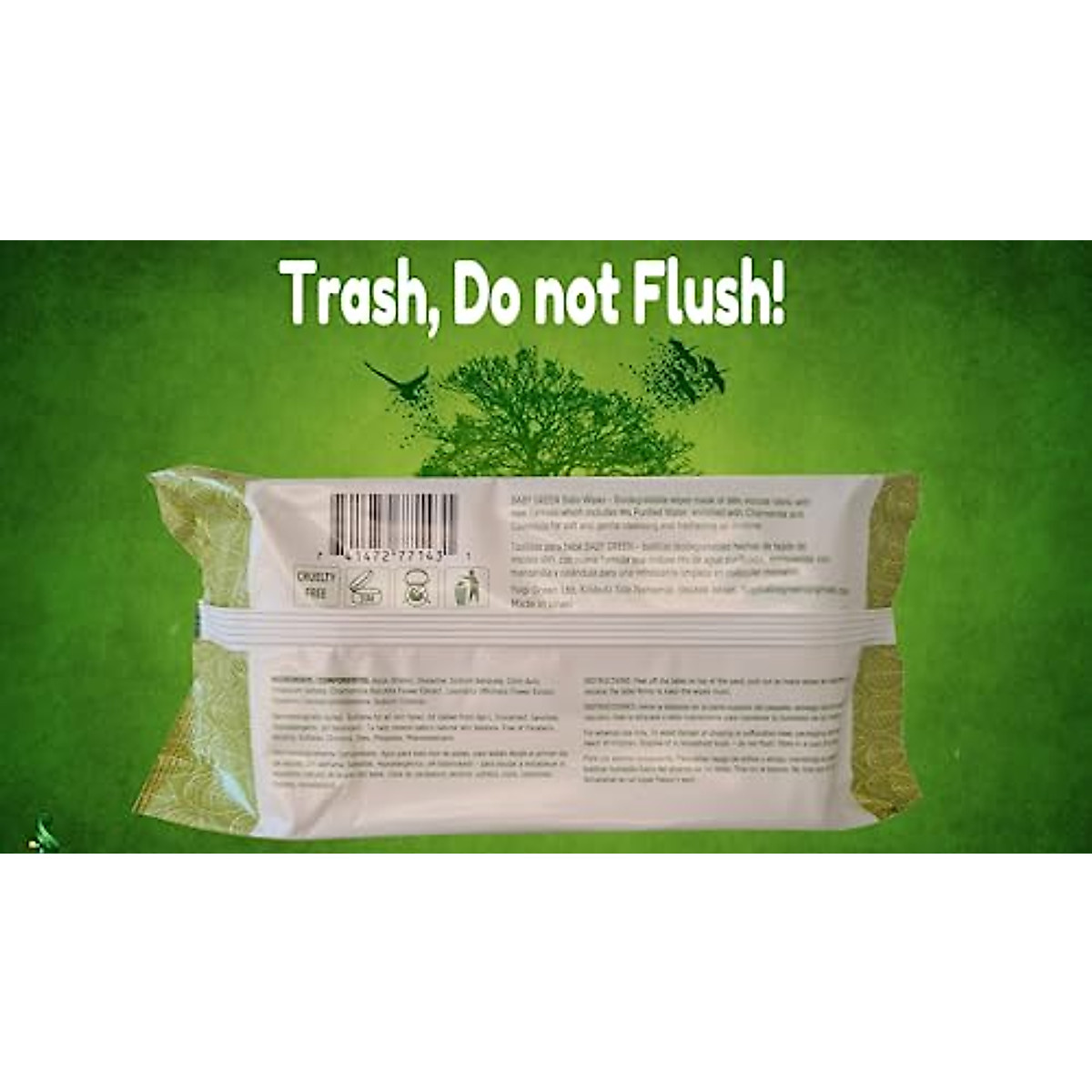 Yugi Baby Green Wipes Unscented Compostable Biodegradable and Organic– Value Pack (12 Packs of 72) 864 for Sensitive Skin