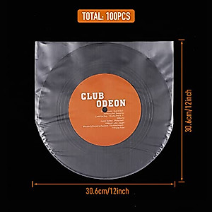 Facmogu 100PCS LP Vinyl Record Inner Sleeves, 12 Inch Semi-Transparent Inner Plastic Record Cover Sleeves with 0.08mm Thick Anti-Static Material, Anti Static Inner Record Sleeves for Vinyl LP Records