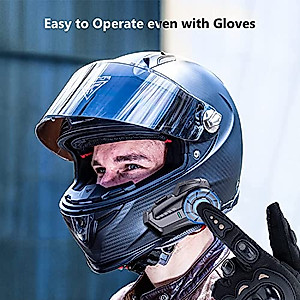 G G-WEI Motorcycle Bluetooth Headset Intercom 800M 2 Riders Motorbike Headphone IP65 Waterproof Interphone Communication System for Full Face Helmet, Flip-up Helmets (2 Pack)