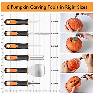 25 PCS Halloween Pumpkin Carving Kit, Shuttle Art 15 PCS Professional Premium Quality Stainless Steel Pumpkin Carving Tools with 10 Pumpkin Stencils Carrying Case for Kids Adults Sculpting and Carving