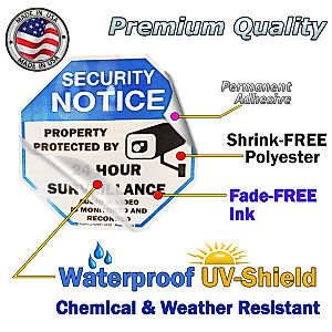 Psyfer® (Fade-Free) 13 Pack - Small Security Camera Audio & Video Outdoor Stickers [Made in USA]