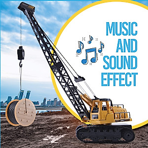 Top Race 12 Channel Rc Remote Control Kids Crane Construction Crane Tractor with Lights and Sounds - Remote Control Crane Truck for Boys and Girls Ages 3,4,5,6,7 and Up