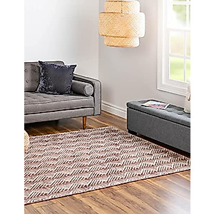 Unique Loom Eco Trellis Collection Area Rug - Osage (Rectangular 7' 10" x 10' 0", Dusty Rose/Ivory)