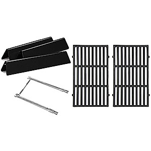 Hongso 18" Burner Tubes 69785 and 15.3" Flavorizer Bars 7635, 17.5" Cast Iron Grill Grates 7637 Replacement Parts for Weber Spirit 200 Series, Spirit E S 200 Series Gas Grill, with Up Front Controls