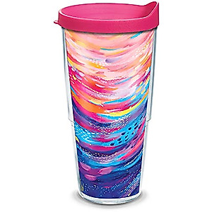 Tervis Etta Vee Happy Abstract Made in USA Double Walled Insulated Tumbler Travel Cup Keeps Drinks Cold & Hot, 24oz, Classic