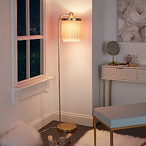 Decor Therapy Framboise Fringe Shade Floor Lamp, Gold Leaf