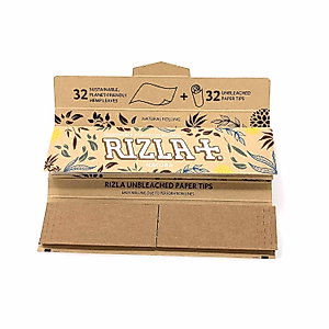 5 X RIZLA Natura Combi Pack - (32 King Size Super Slim Leaves + Unbleached Paper Tips)