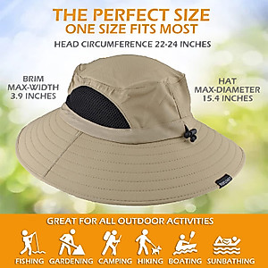 EINSKEY Unisex Sun Hat, Waterproof Wide Brim Bucket Hat Packable Boonie Hat for Fishing Hiking Gardening Safari Beach