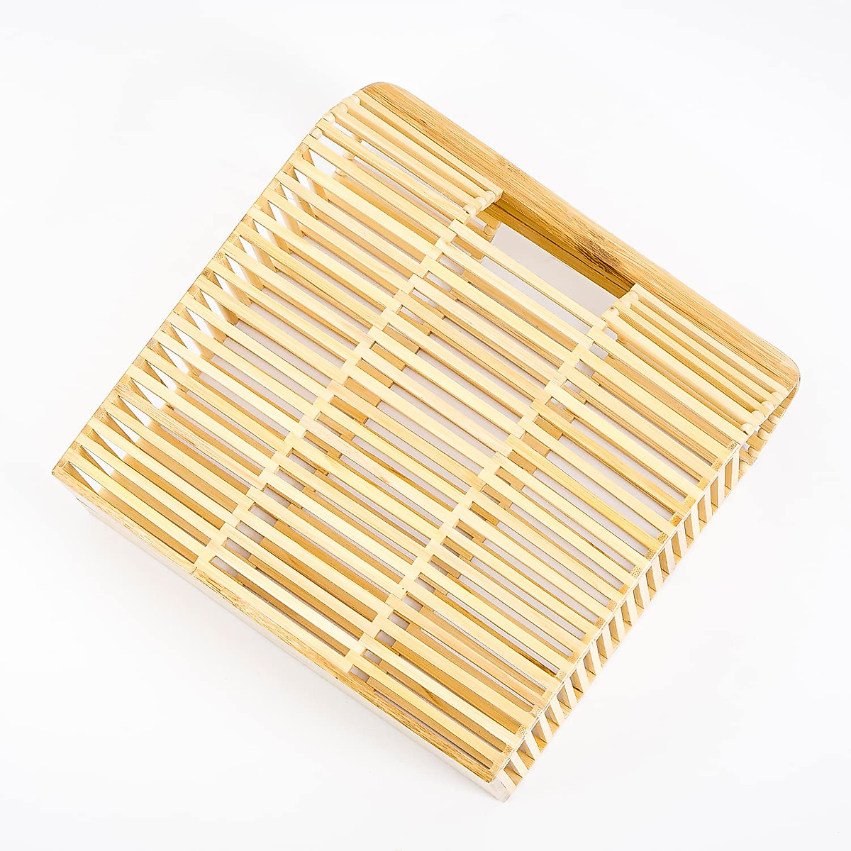 popmazing Women's Bamboo Handbag by Handmade Straw Bag,Tote Bamboo Purse Natural Basket Bag for Summer Beach