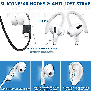 Airpods Pro Case, 15 in 1 Airpod pro Accessories Set Kit, Silicone Anti-Lost Straps/Watch Band Holder/Ear Hooks/Storage Box/Ear Tips/Keychainfor Apple Airpods Pro Charging Case Cover Skin (Black)